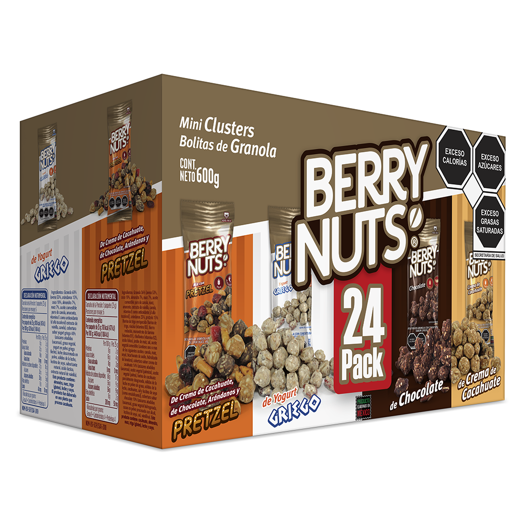 24 Pack Mix de Bolsitas de 4 Sabores – Berry Nuts
